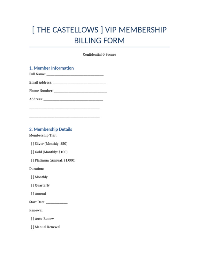 VIP Membership Renewal Form | PDF