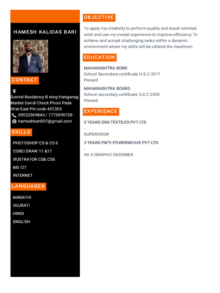 Hamesh Kalidas Bari Graphic Designer | PDF