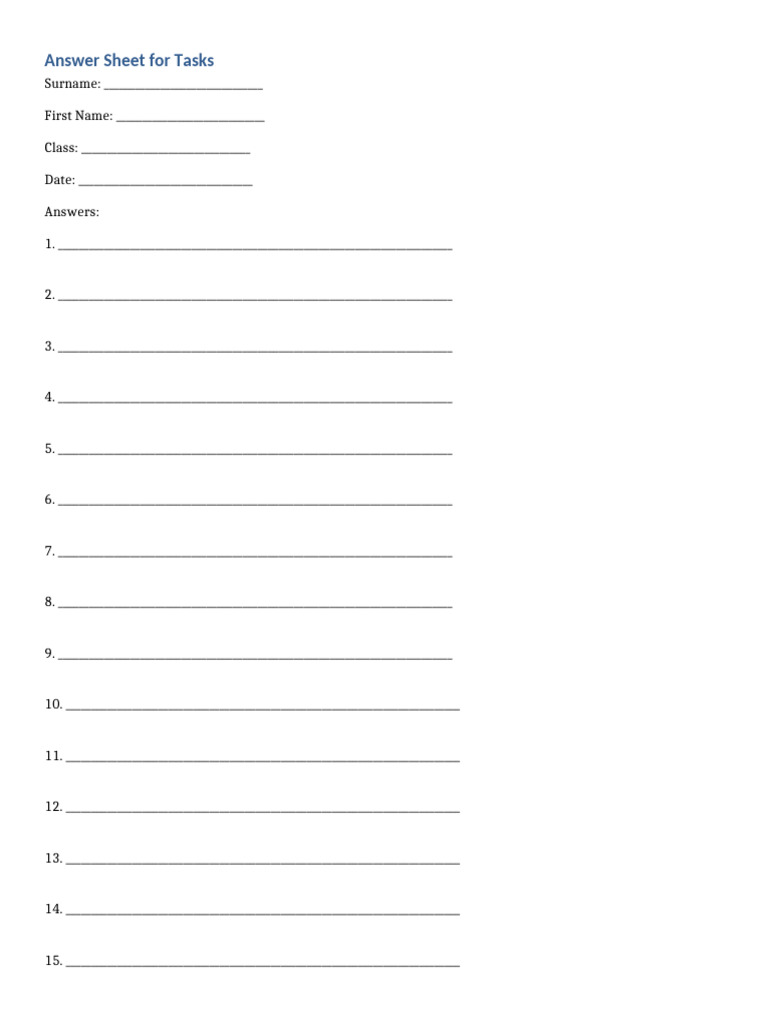 Grade 7 Exam Answer Sheet | PDF