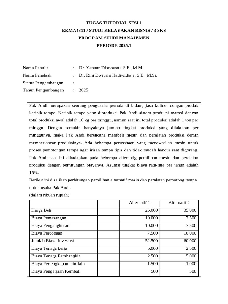 Tugas 1 EKMA 4311 | PDF