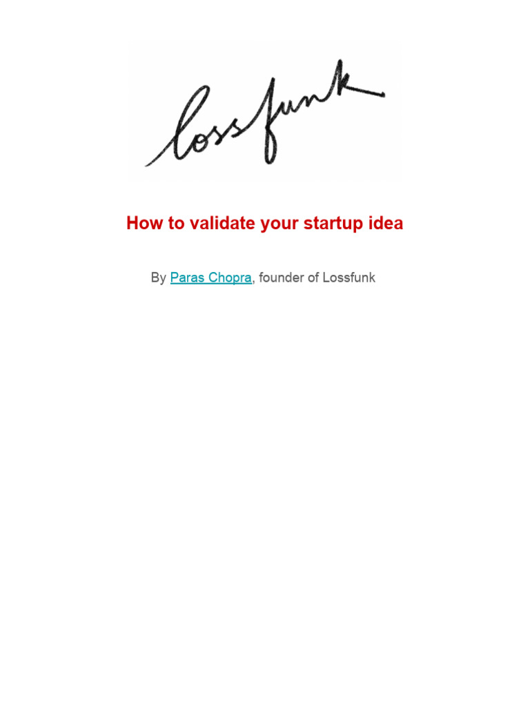How To Validate Your Startup Idea | PDF | Startup Company | Small Business & Entrepreneurs
