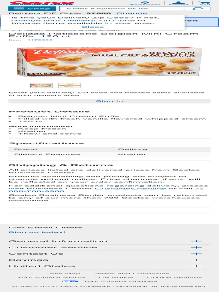 Delizza Patisserie Belgian Mini Cream Puffs, 120 CT Costco | PDF