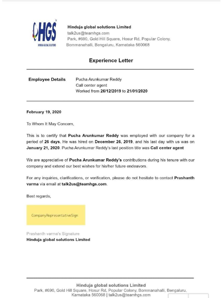 Hgs Relieving Letter | PDF