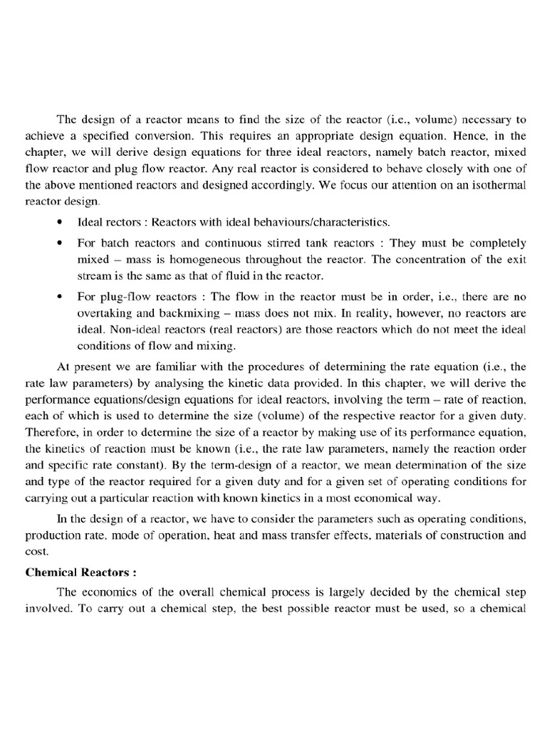 Ideal Reactors and Design Equations | PDF