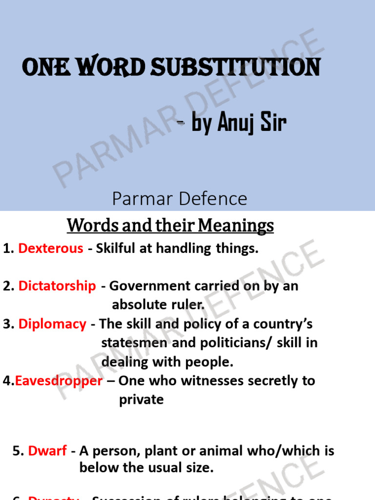 One Word Substitution 2 | PDF