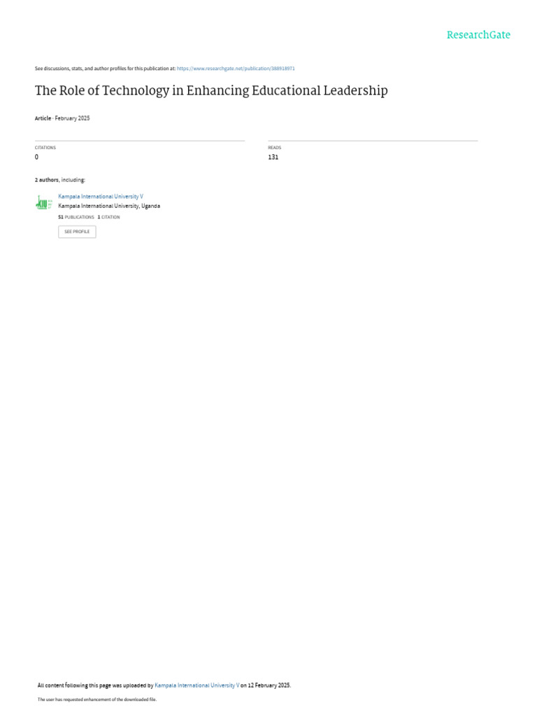 The Roleof Technologyin Enhancing Educational Leadership | PDF ...