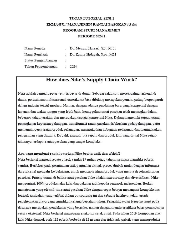 Tugas 1 Manajemen Rantai Pasokan | PDF