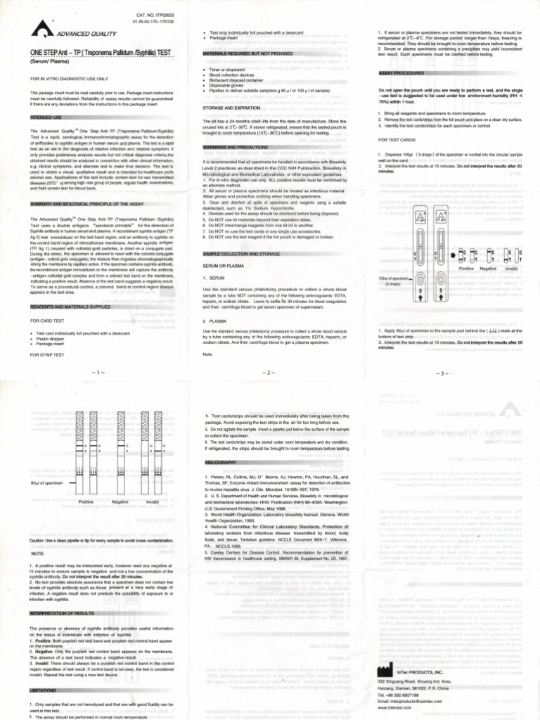 AntiTreponemapallidum Package Insert | PDF