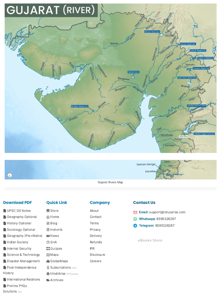 Gujarat Rivers Map PDF Download | PDF