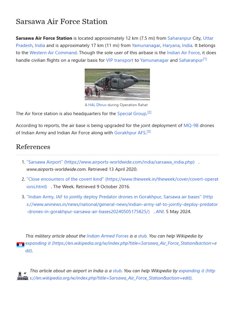 Sarsawa Air Force Station - Wikipedia | PDF | Aviation | Military Aviation