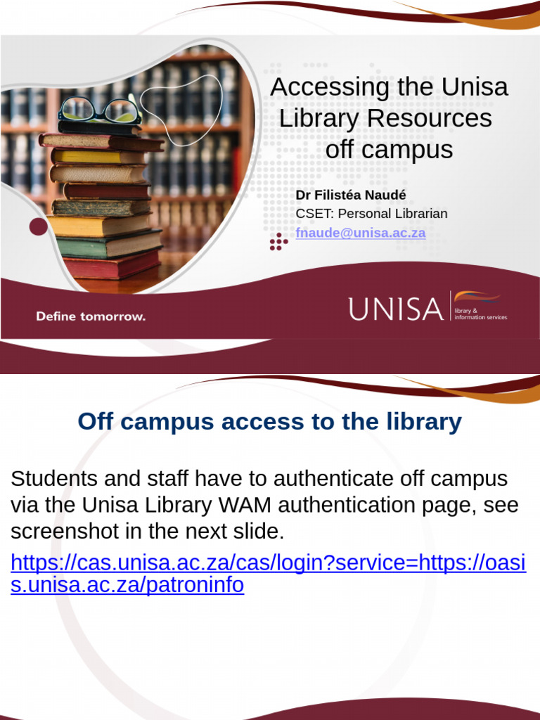 Unisa Library off campus access | PDF