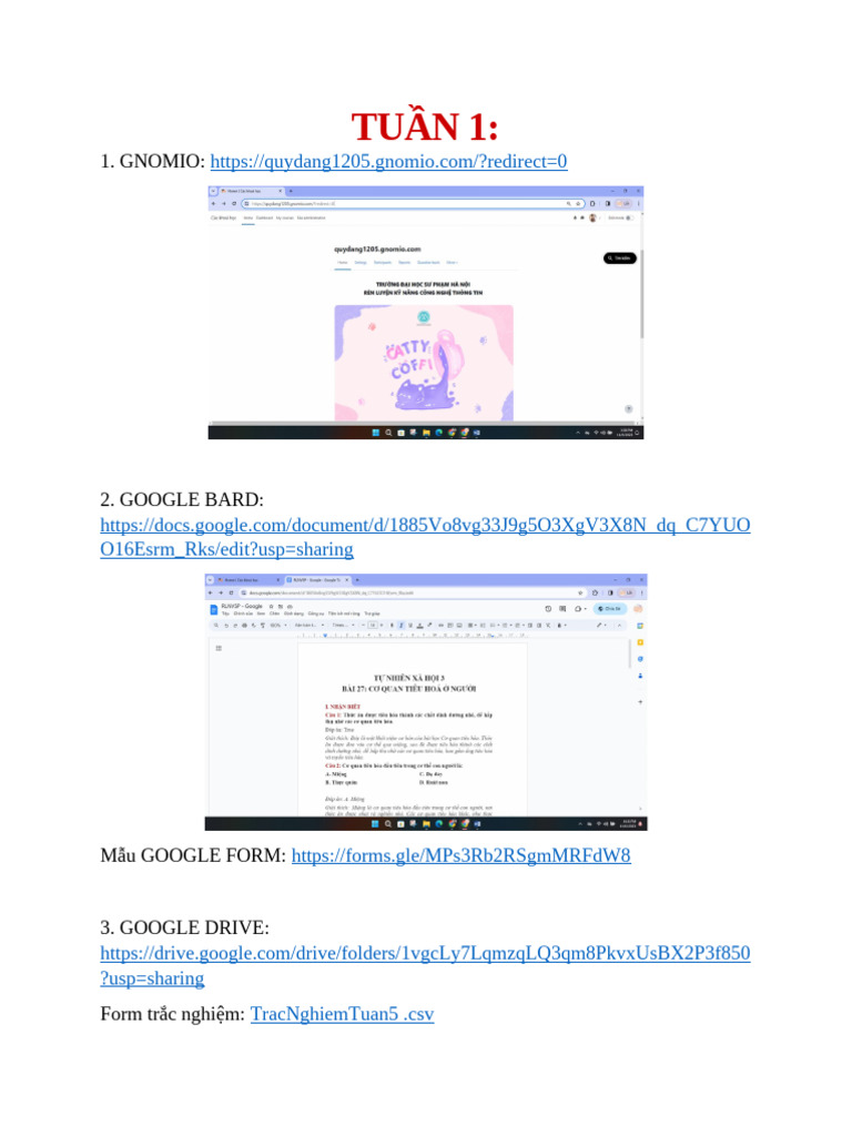 Bài tập các tuần môn RLNVSP CNTT | PDF