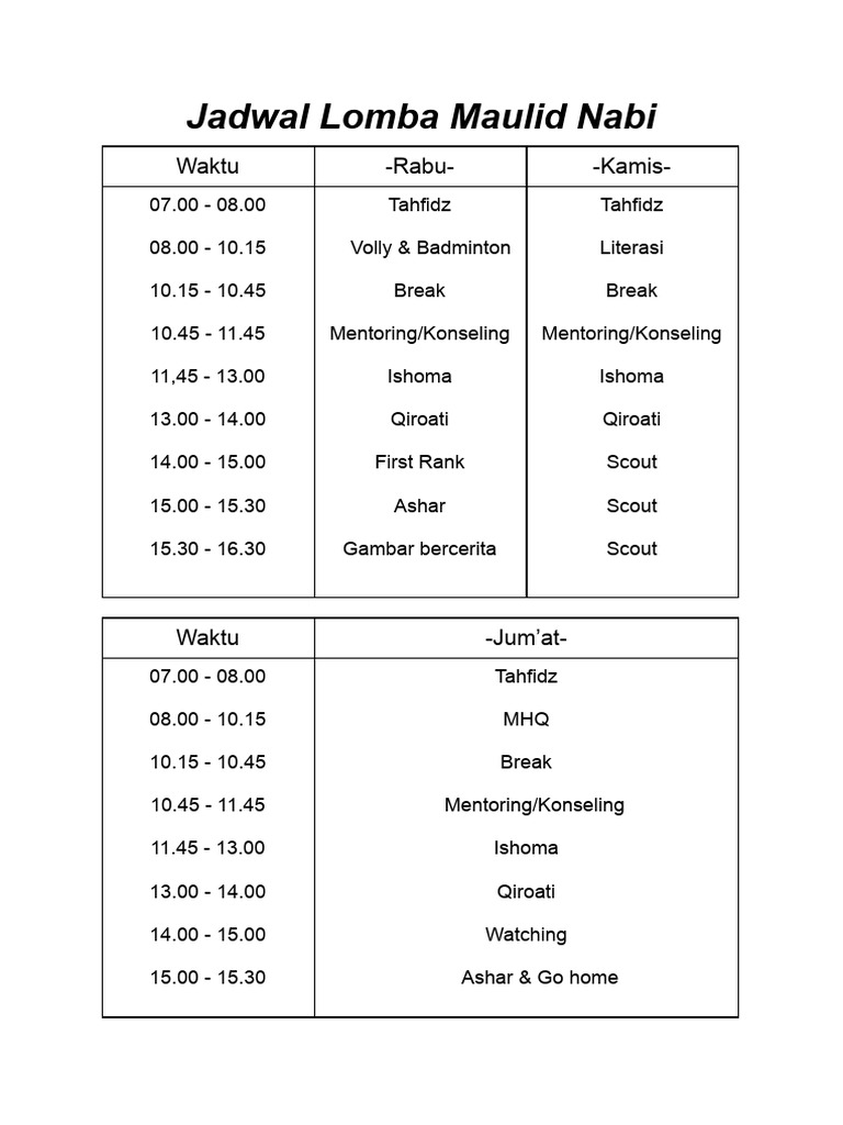 jadwal lomba (1) | PDF