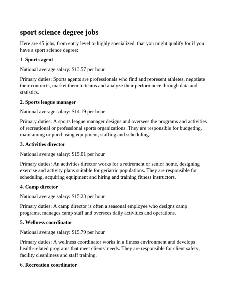 Sports Science Degree Career Options | PDF | Physical Therapy | Dietitian