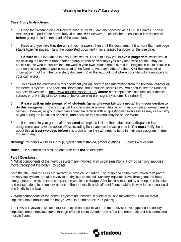 Nervous System Insights from Kathy's Case | PDF | Motor Neuron ...