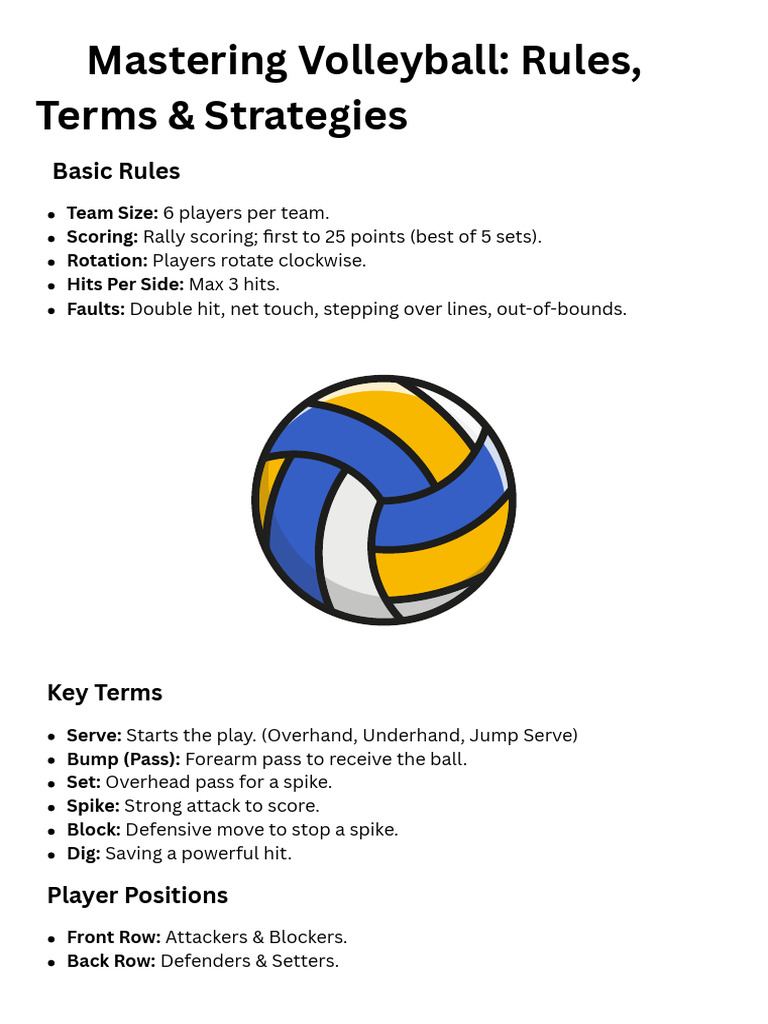 ? Mastering Volleyball Rules, Terms & Strategies | PDF