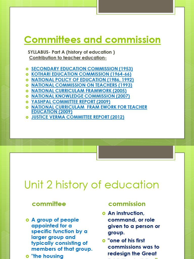 Overview of Education Commissions in India | PDF | Teacher Education ...