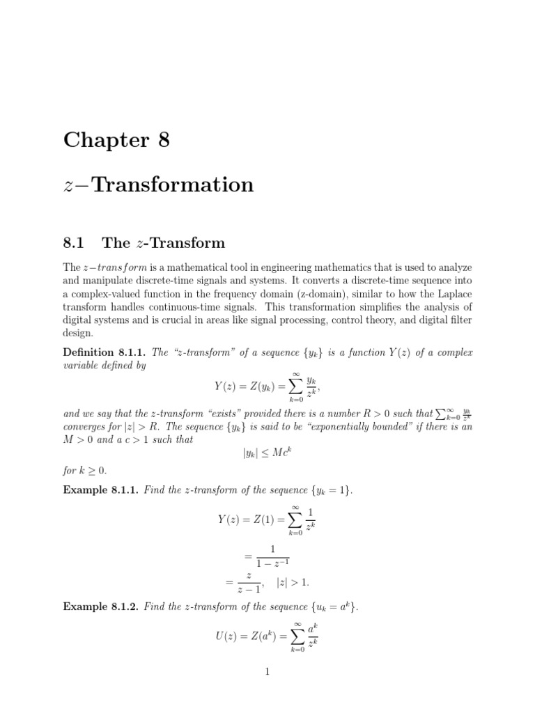 Math3 - Ch08 - Z-Transform - Spring 24 - 25 | PDF | Laplace Transform | Recurrence Relation