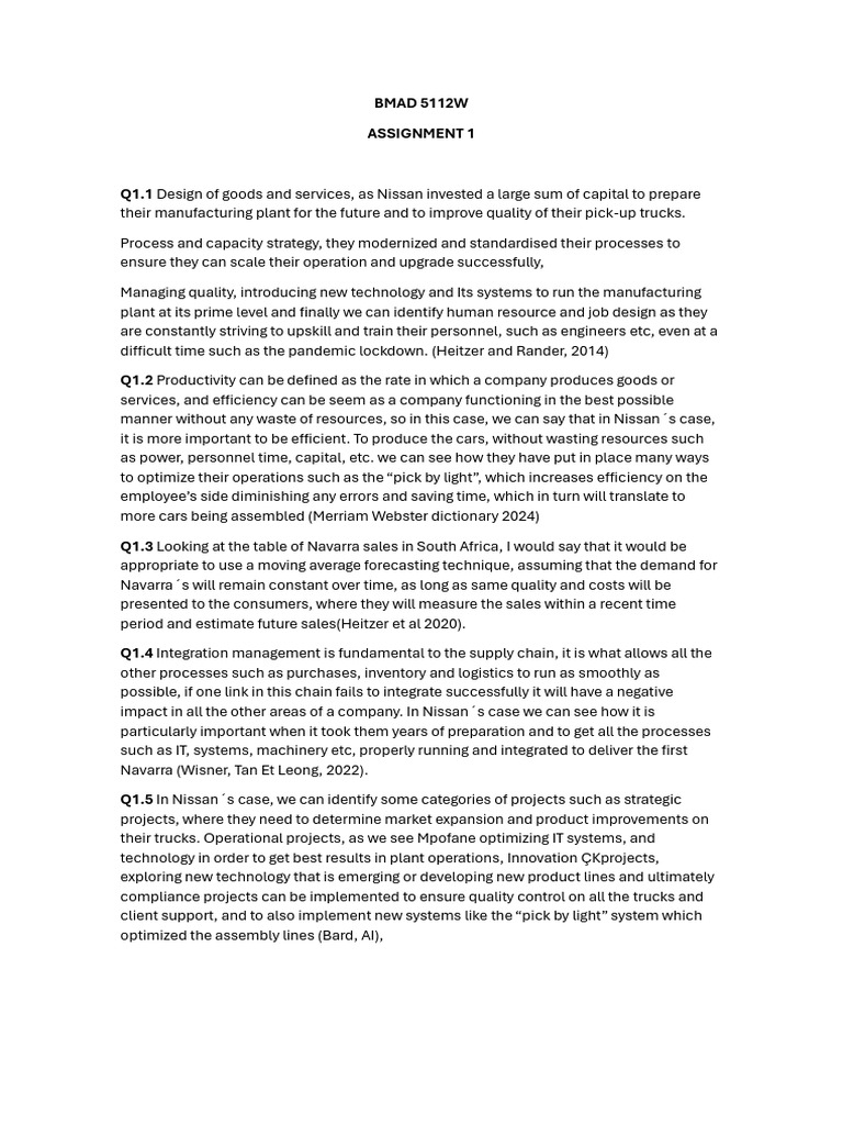Bmad 5112W Assignment 1 | PDF | Supply Chain | Economies