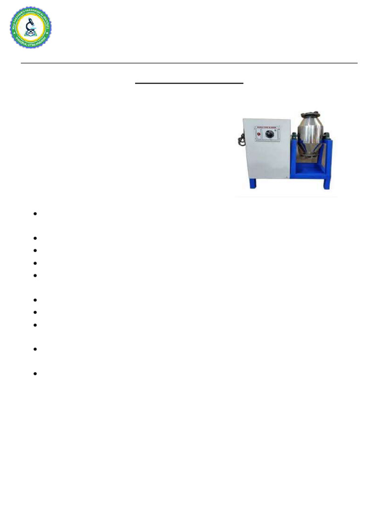 SOP of Double Cone Blender | PDF