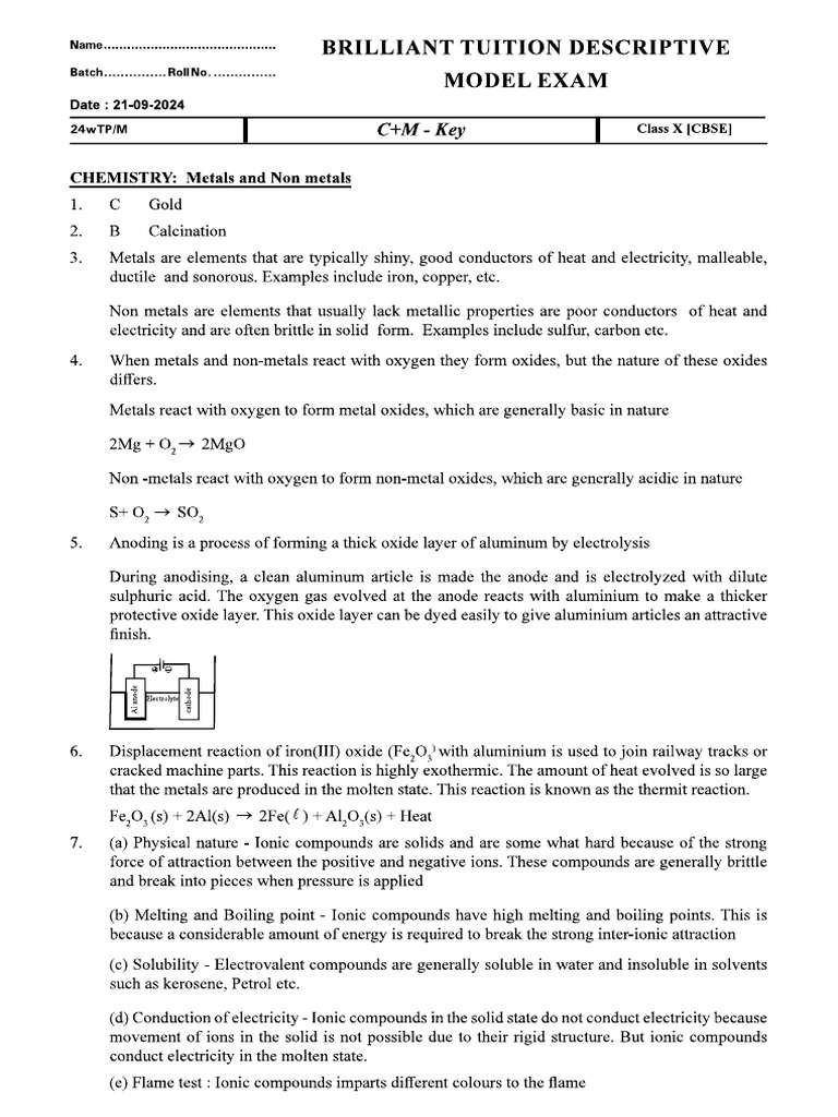 Descriptive Exam Key 21-09-2024 | PDF