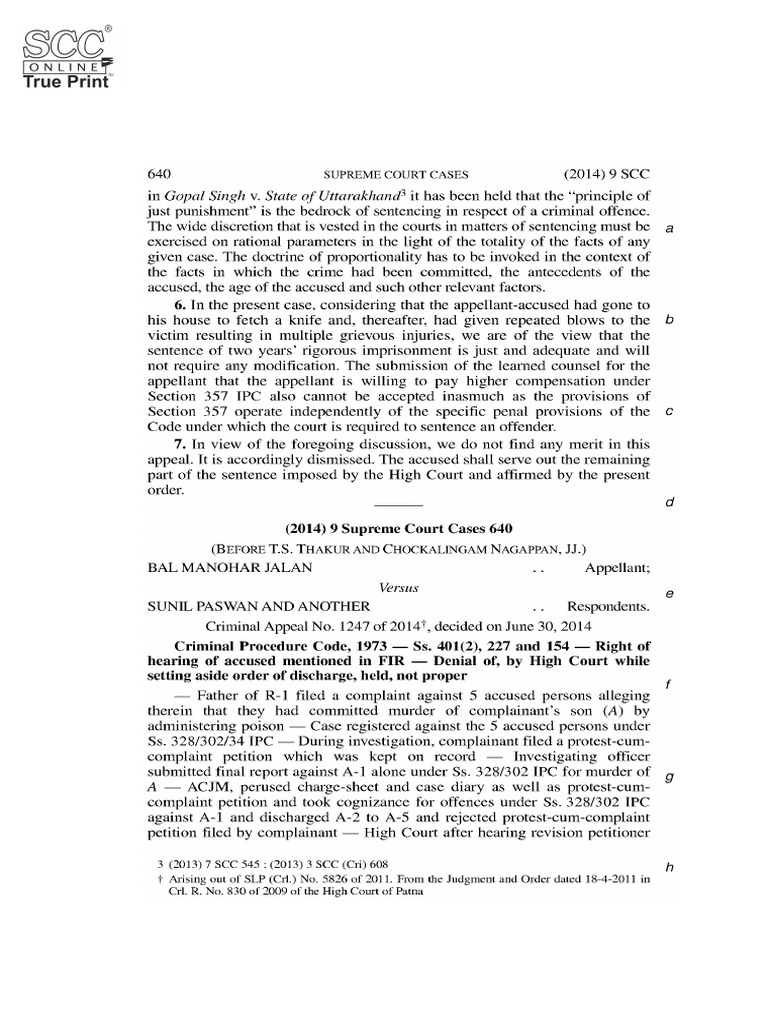 Bal Manohar Jalan v. Sunil Paswan, (2014) 9 SCC 640 | PDF | Supreme ...