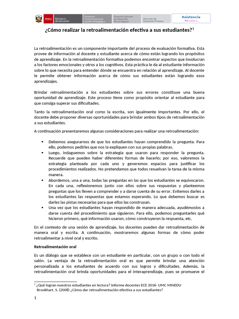 Retroalimentación Efectiva para Estudiantes | PDF | Maestros | Aprendizaje