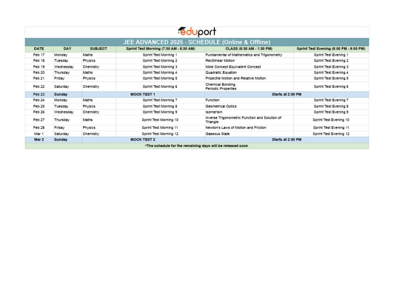 JEE Advanced 2025 Schedule Overview | PDF | Trigonometry | Mathematics