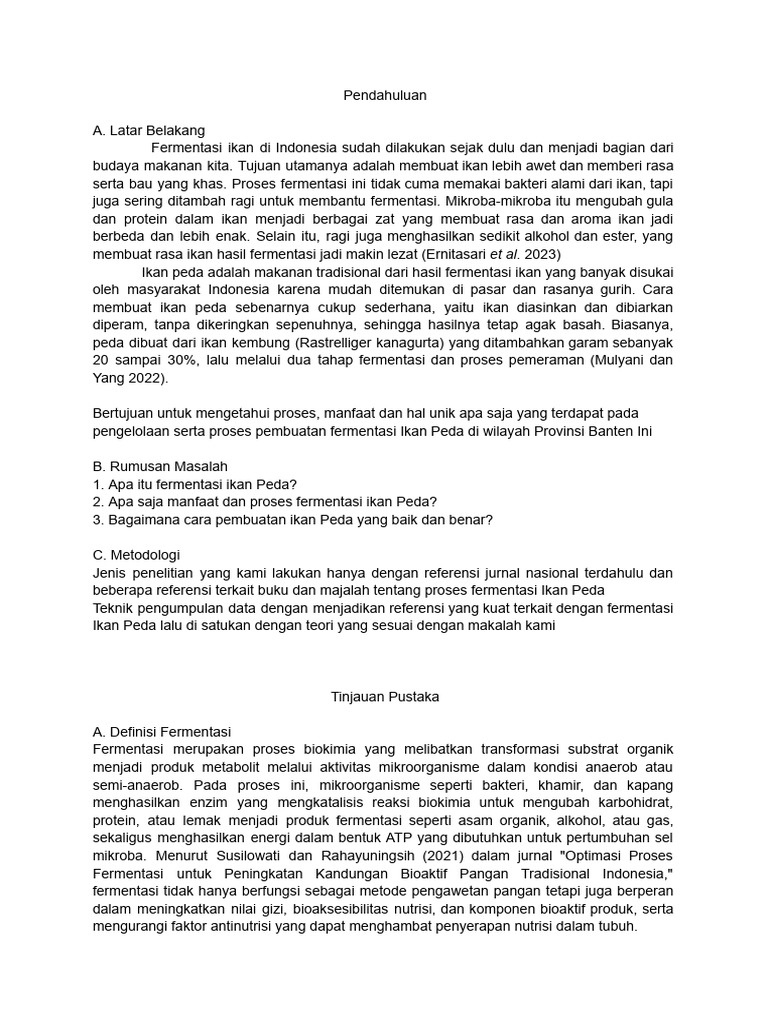 Makalah FERMENTASI PEDA IKAN | PDF