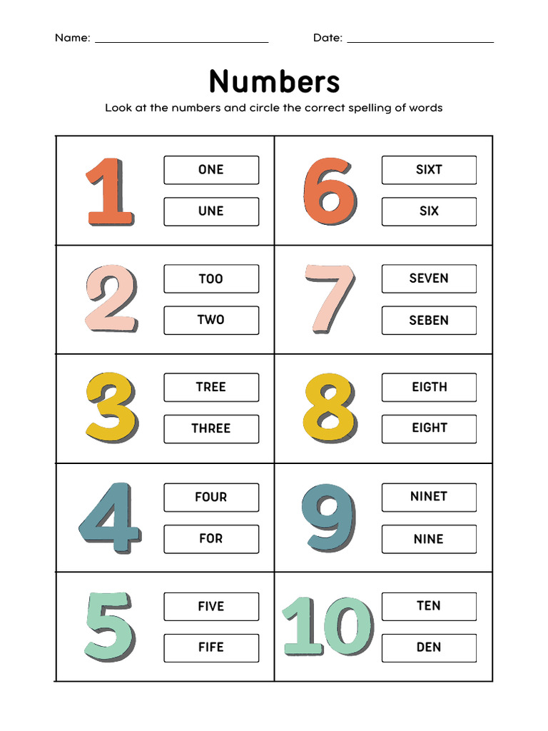 Number Spelling and Counting Activities | PDF