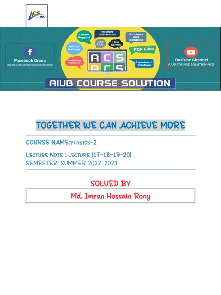 Phy - 2 (Lec-17-18-19-20) Updated Hand Note | PDF