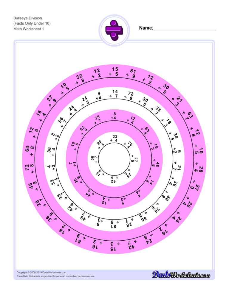 Bullseye Division Math Facts All v1 | PDF