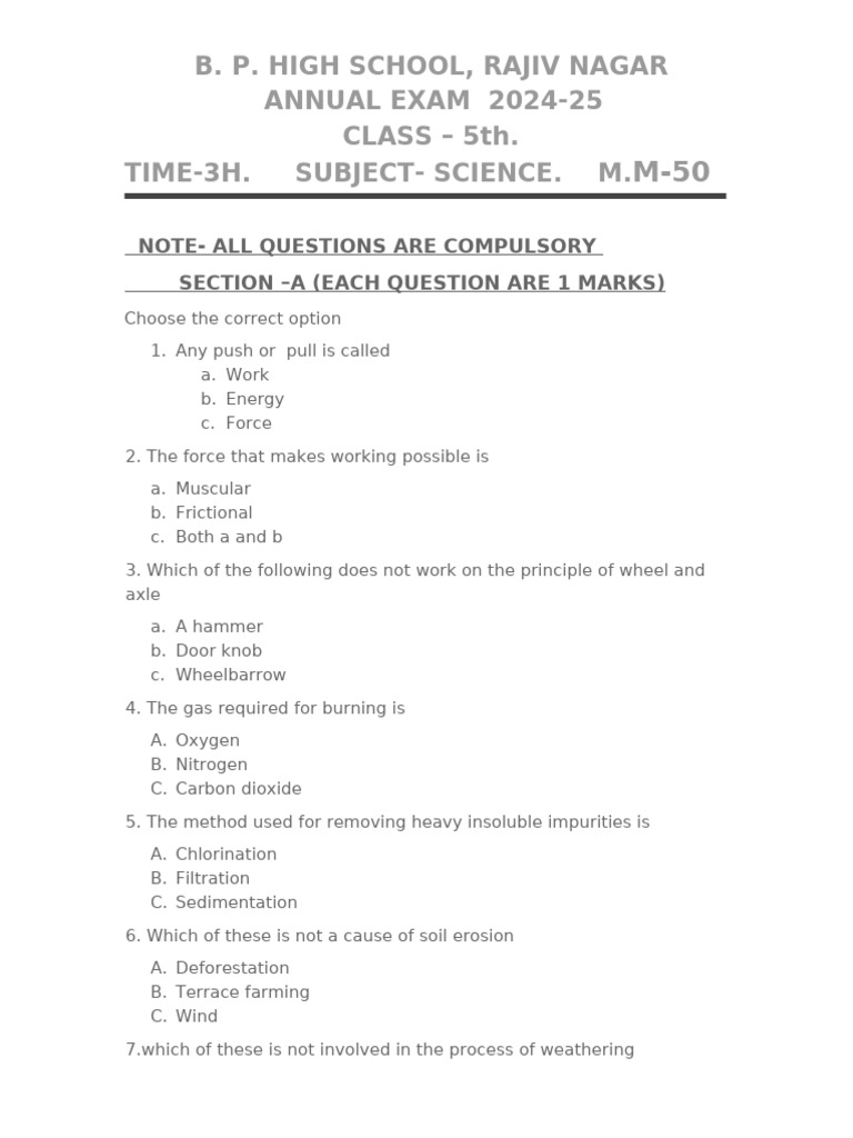 Science Class 5th | PDF