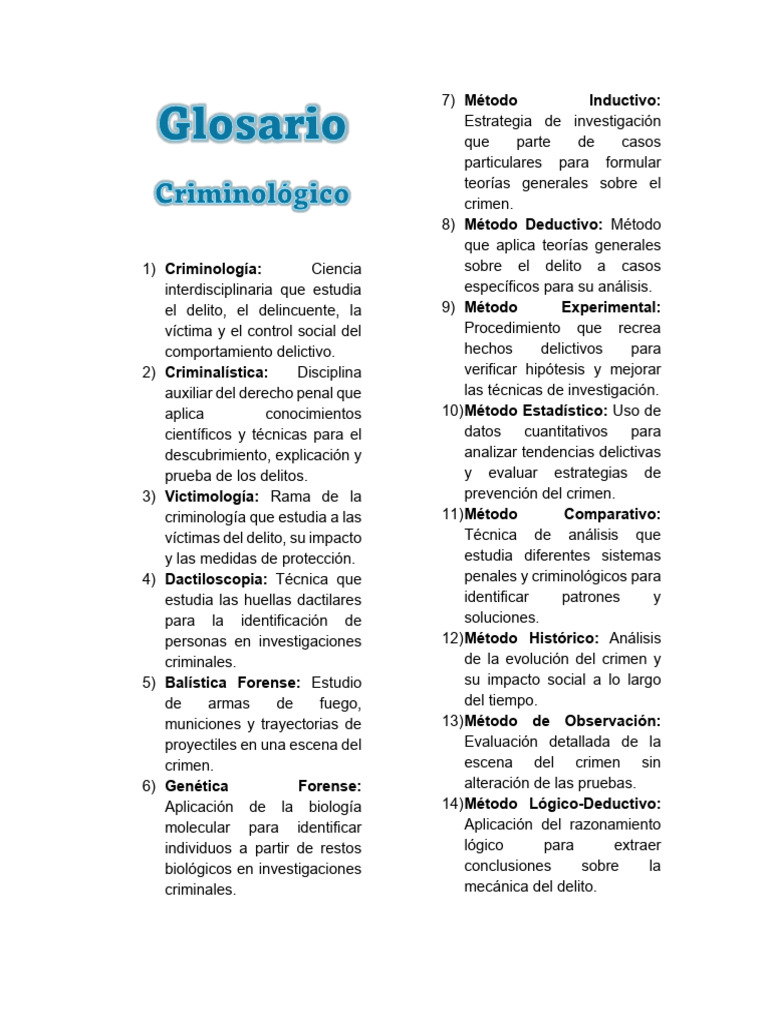 Glosario Criminología | PDF | Crímenes | Crimen y violencia