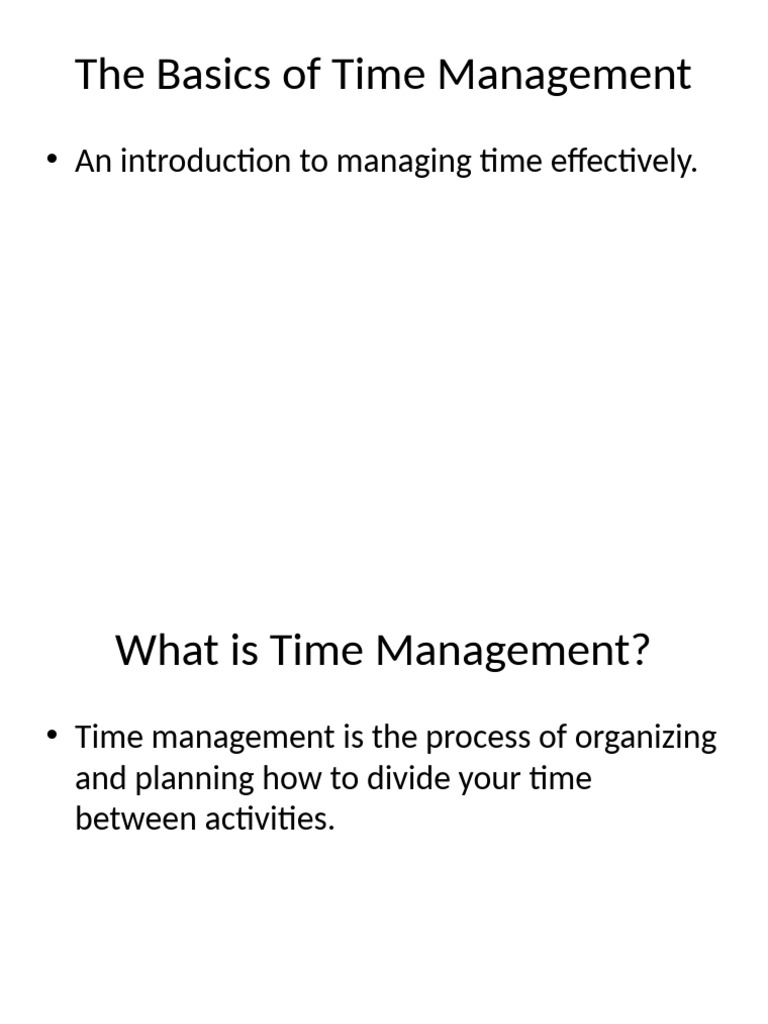 The Basics of Time Management | PDF