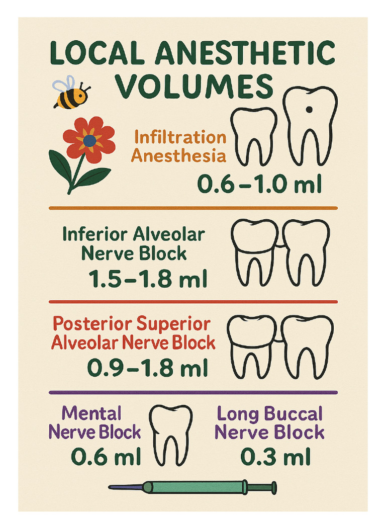 Dental Anesthesia Volumes Chart | PDF
