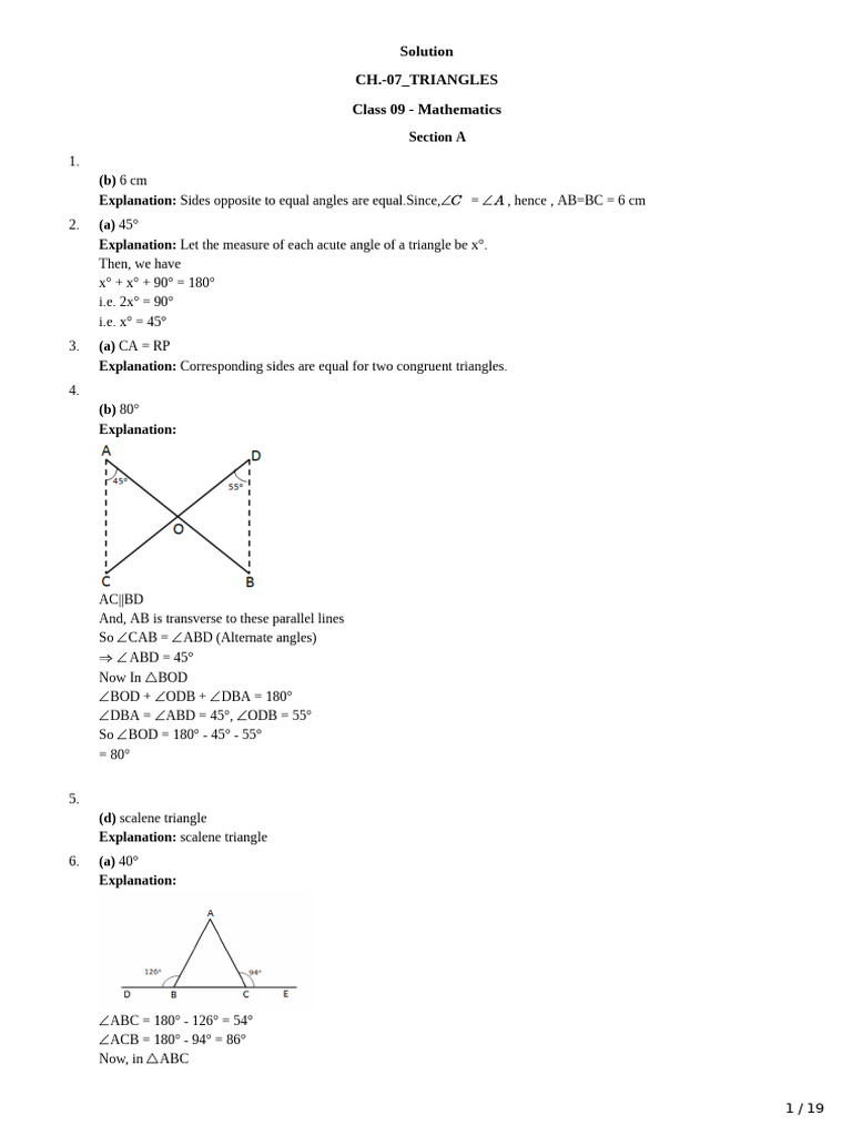 IX - Div D - Maths - 07 - AS - IX - MATH - Triangles - WS | PDF ...