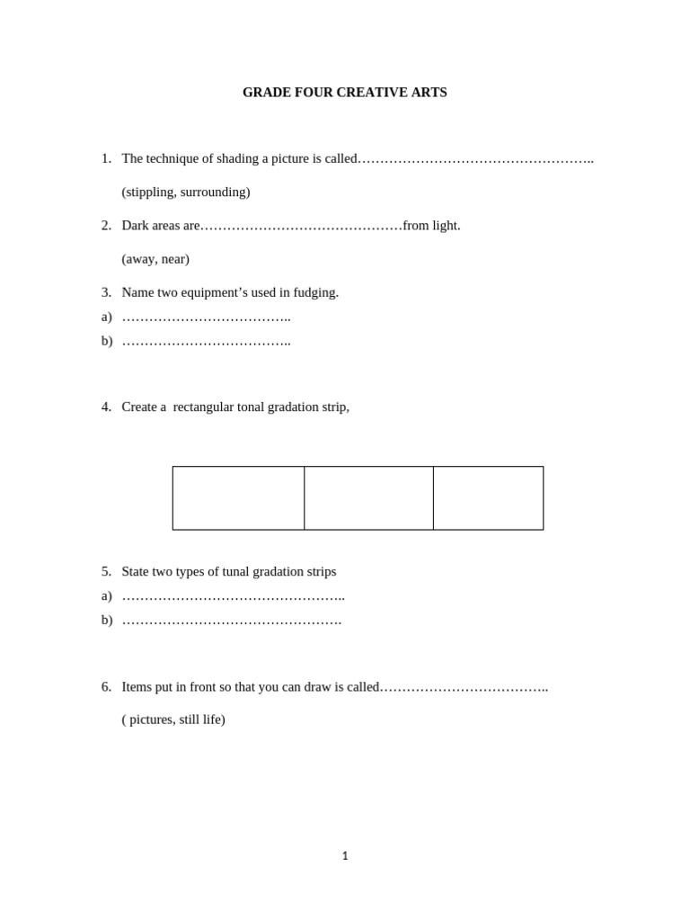Grade Four Creative Arts | PDF