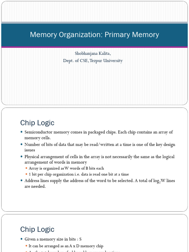 Lect06-MemoryOrganization-PrimaryMemory (1) | PDF | Dynamic Random Access Memory | Computer Memory