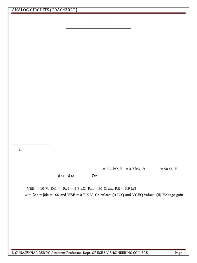 AC Question Bank-1 | PDF | Amplifier | Electronic Oscillator