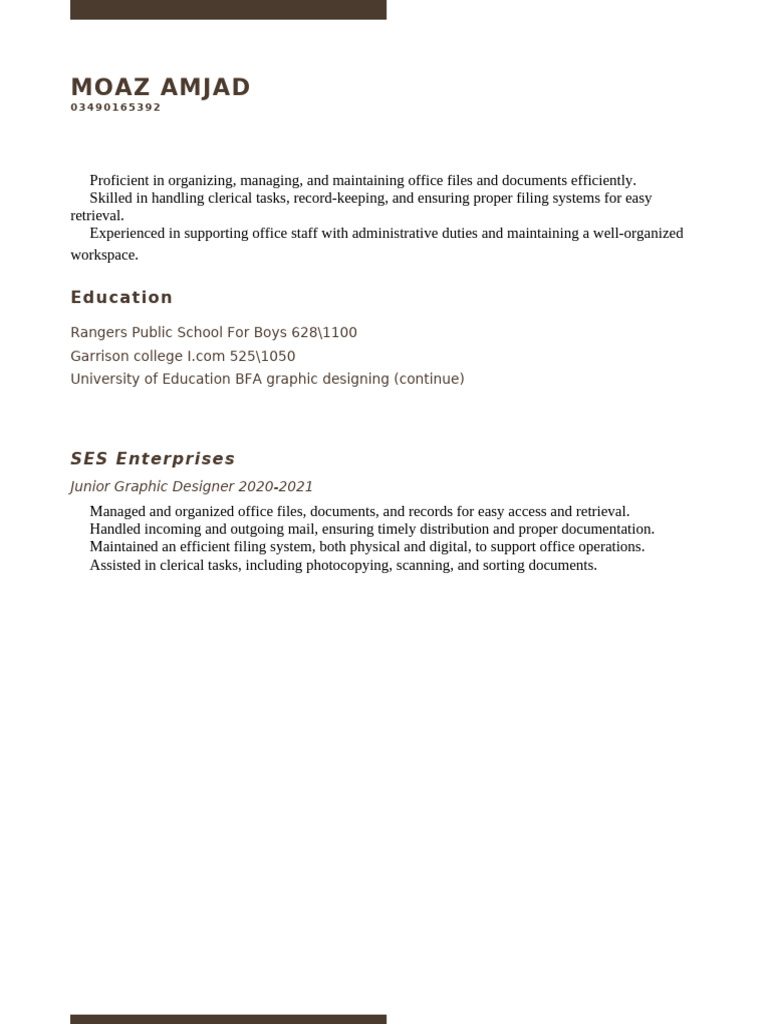 Basic Resume Template for Office Roles | PDF