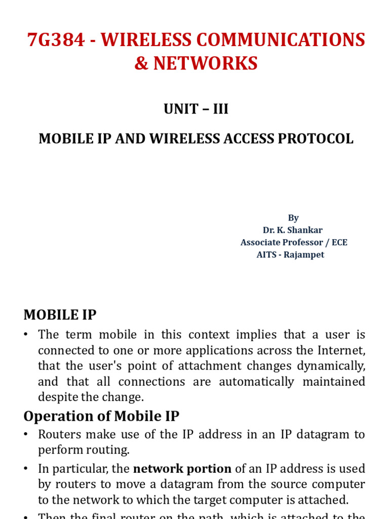 Unit-III - Mobile Ip and Wireless Access Protocol | PDF | Internet ...