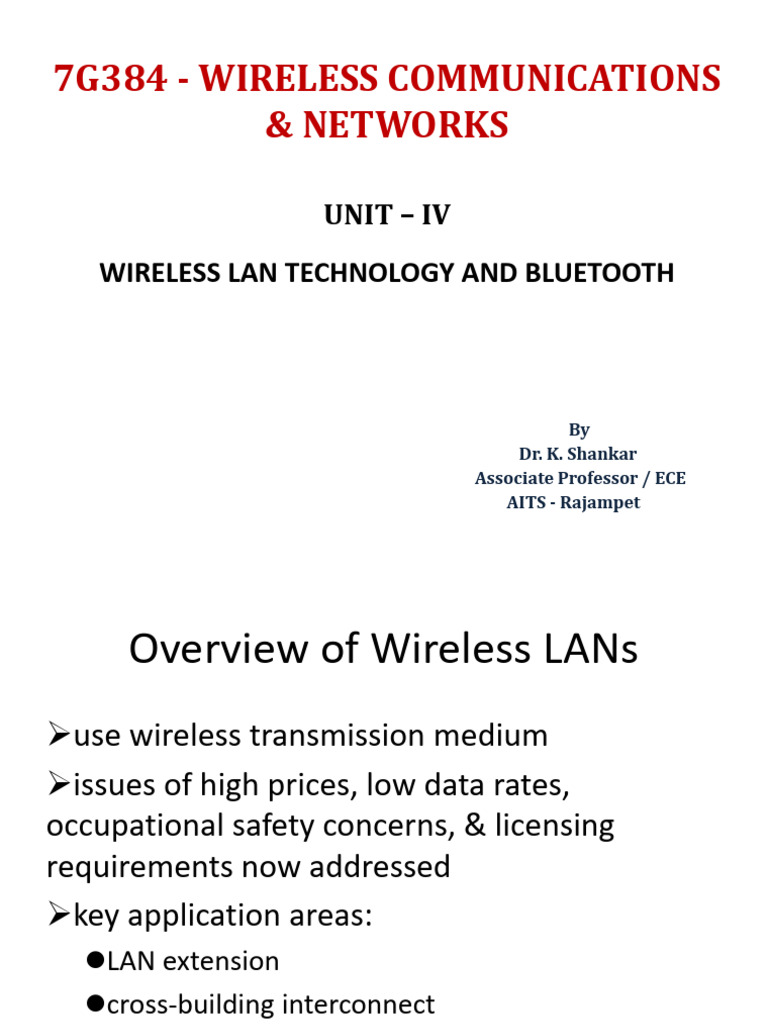 Wireless LAN Technology Overview | PDF | Bluetooth | Ieee 802.11