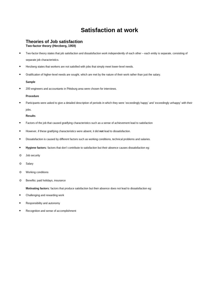 Satisfaction at Work | PDF | Job Satisfaction | Psychology