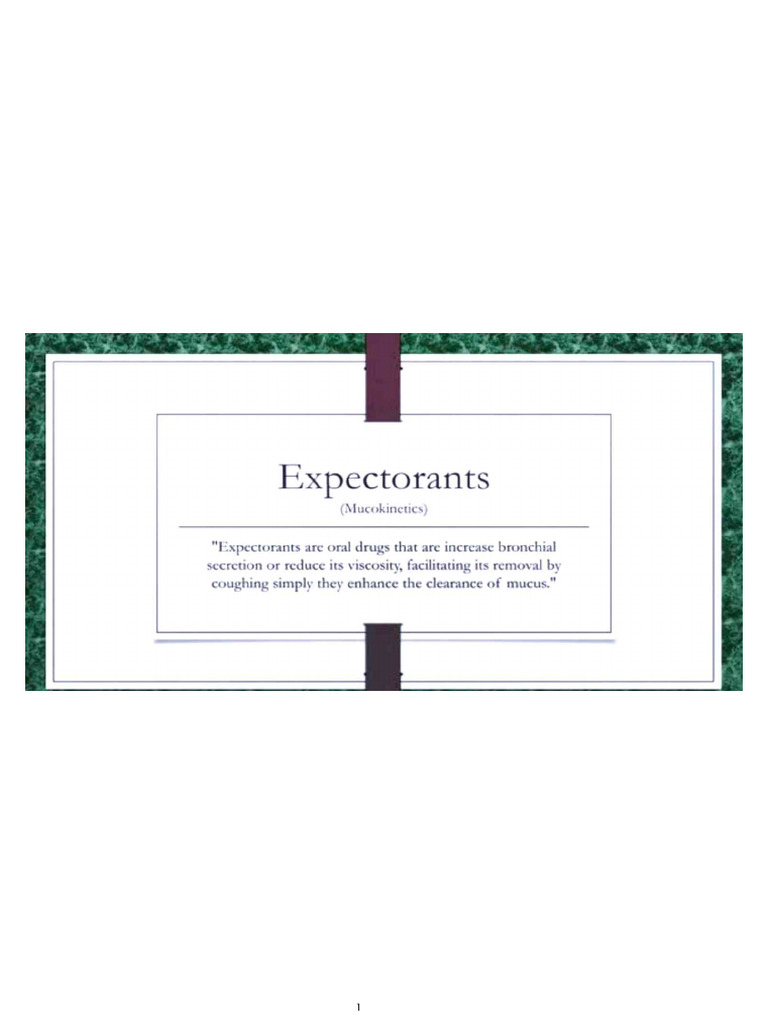 Expectorant & Anti-Tussives | PDF
