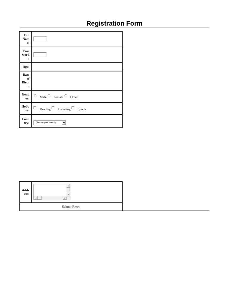 User Registration Form Template | PDF