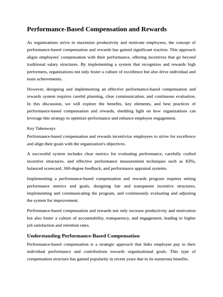 Performance Based Pay | PDF | Incentive | Performance Indicator