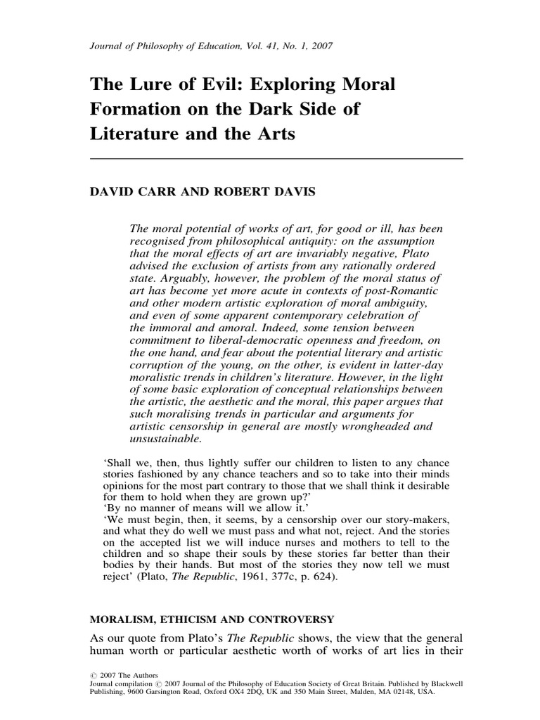 The Lure of Evil Exploring Moral Formation On The Dark Side of ...