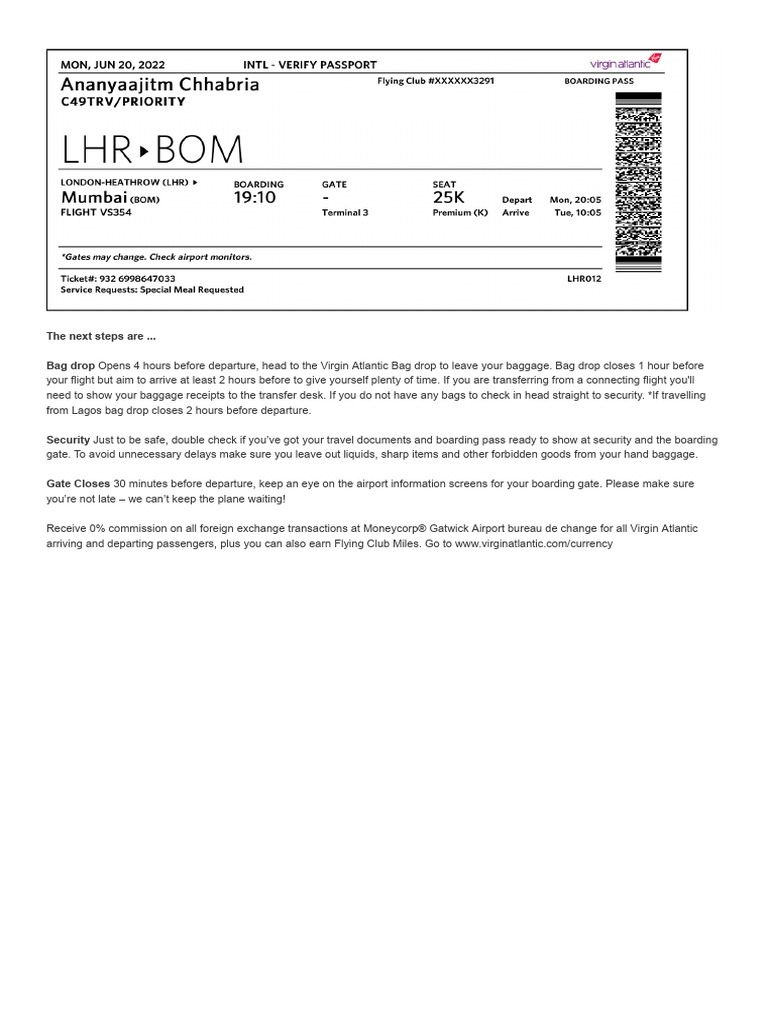Virgin Atlantic Check-In Guidelines | PDF