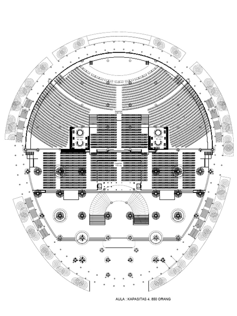Denah Layout Aula Masjid (Kapasitas 4.850) | PDF